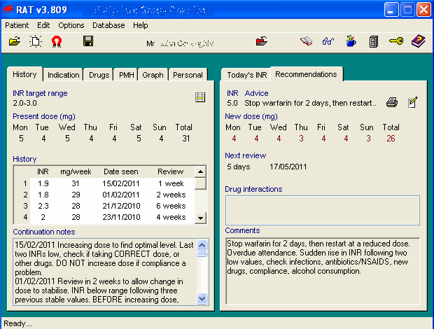 RAT:. INR Monitoring Software